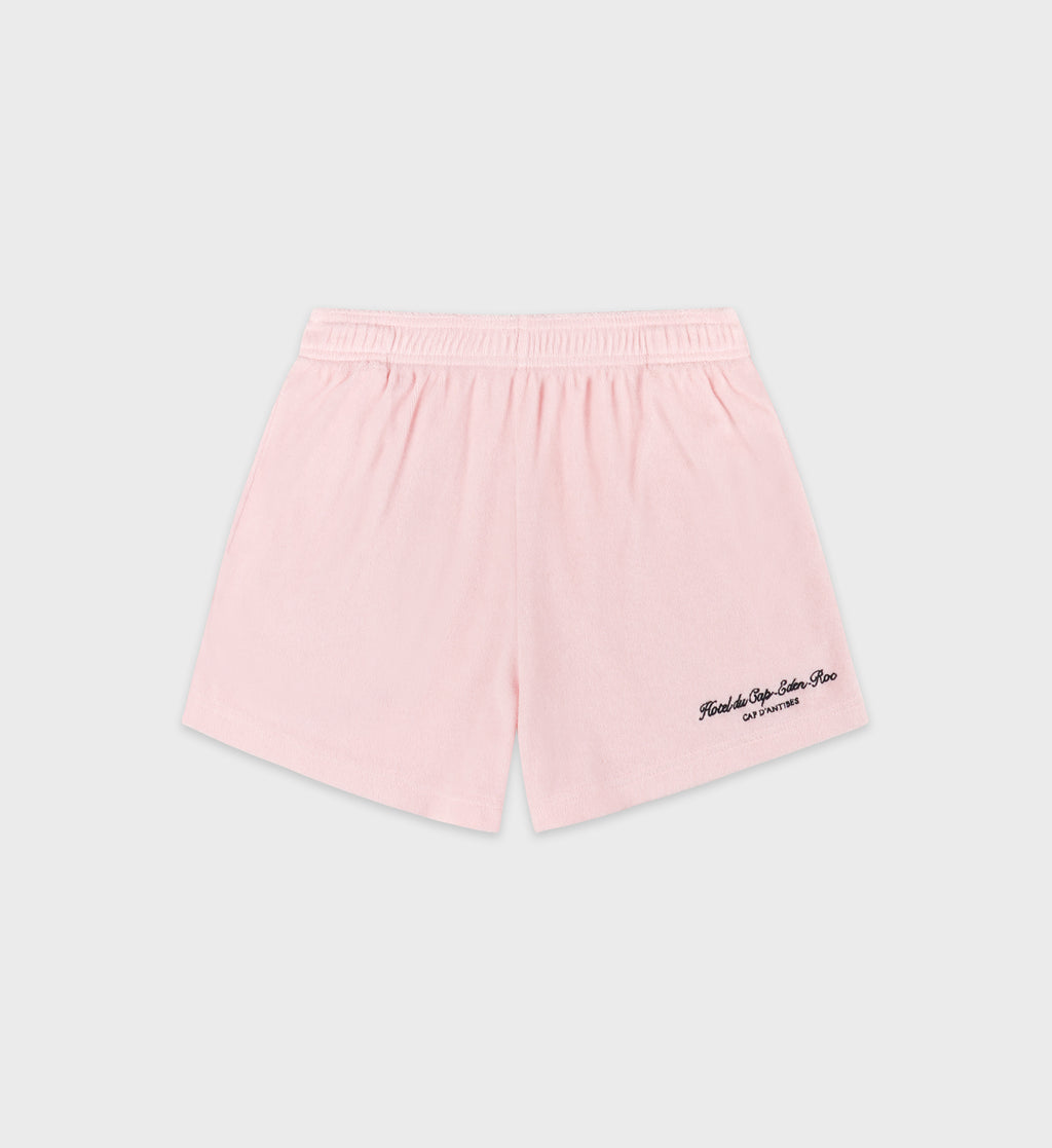 Eden Script Terry Short - Pink Dolphin/Navy – Sporty & Rich