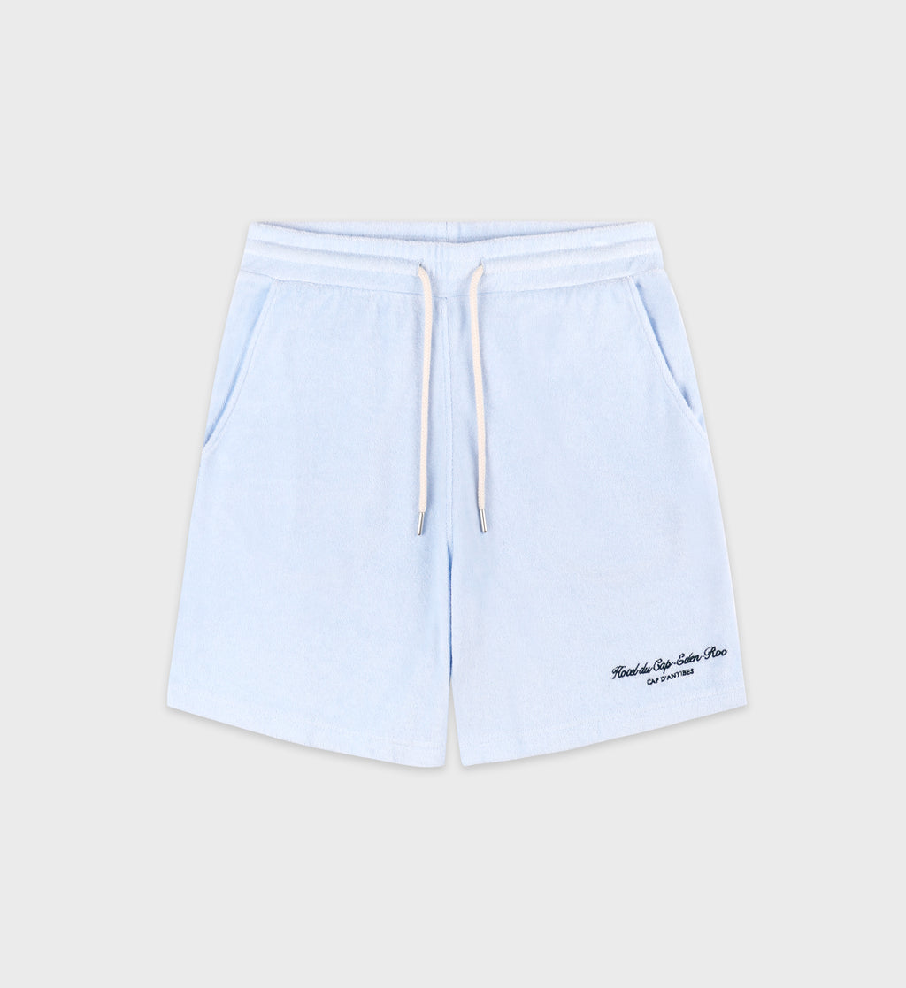 Eden Script Terry Short - Ciel/Navy – Sporty & Rich