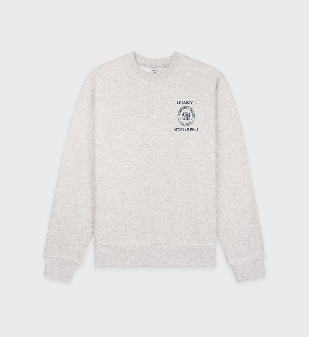 Crest Seal 100th Crewneck - Heather Gray/Navy – Sporty & Rich