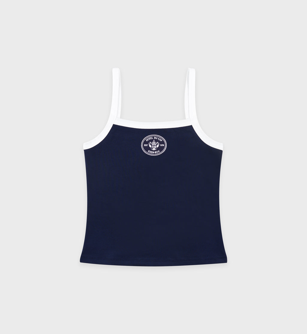 Eden Crest Embroidered Pique Tank - Navy/White – Sporty & Rich