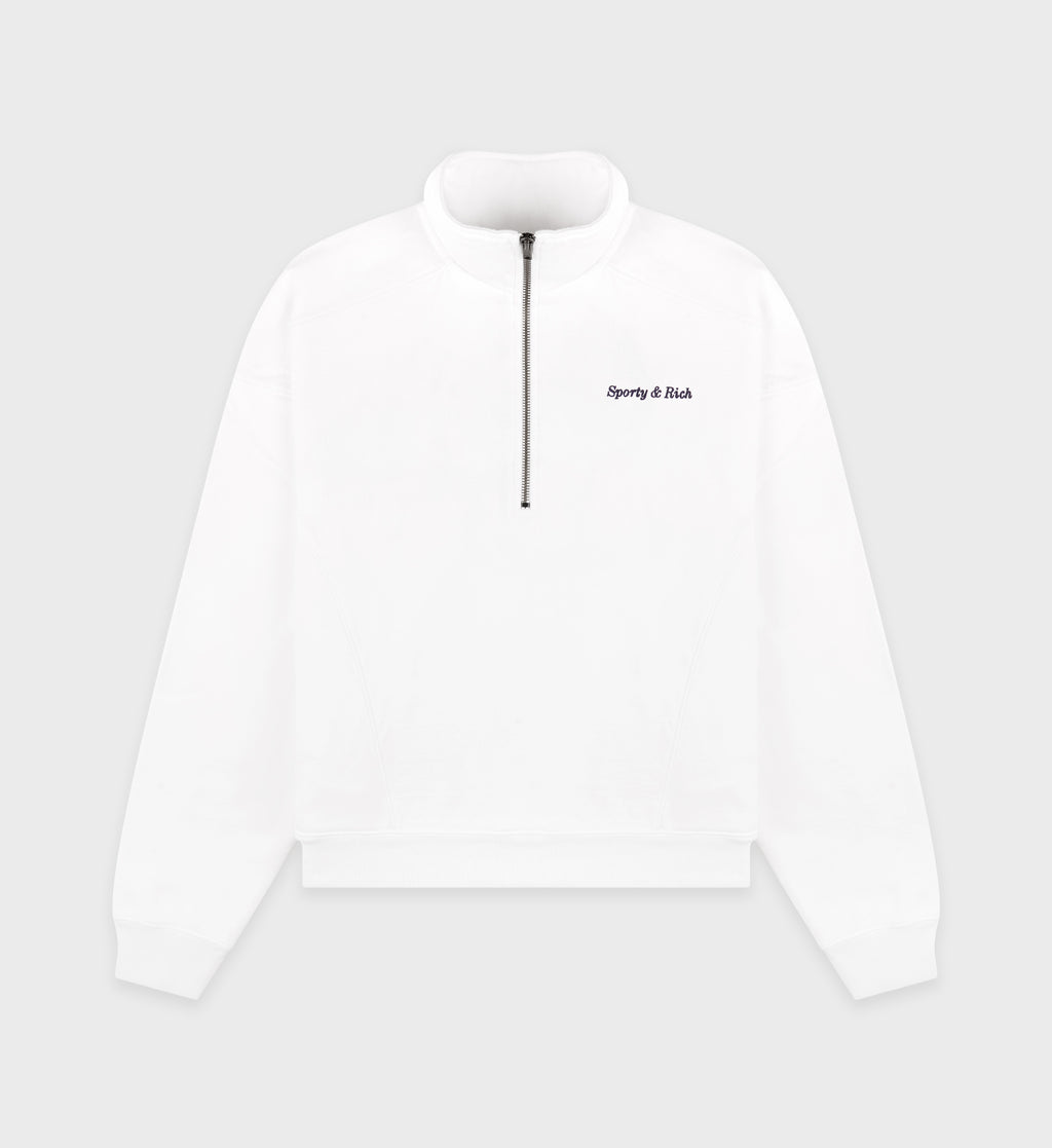 Eden Crest Quarter Zip - White/Navy – Sporty & Rich