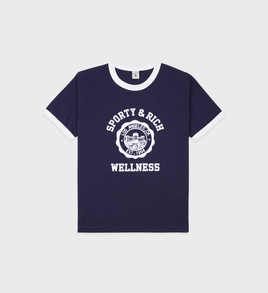 Emblem Ringer Tee - Navy/White – Sporty & Rich
