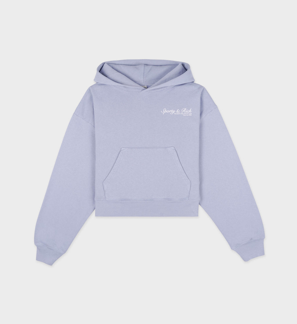 French Cropped Hoodie - Washed Periwinkle/White – Sporty & Rich