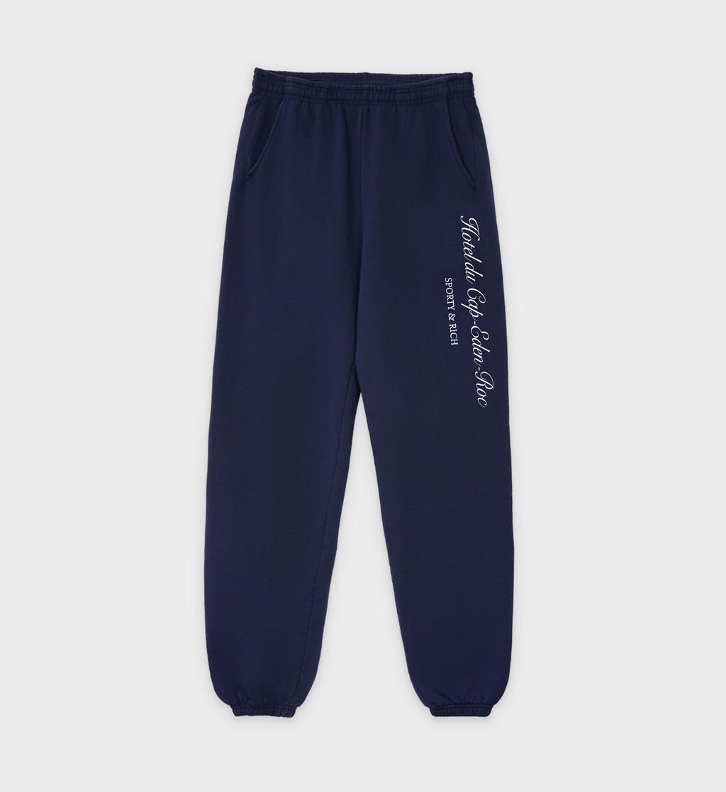 Hotel du Cap Cursive Sweatpant - Navy/White – Sporty & Rich