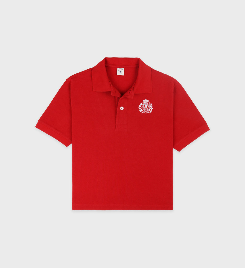 H&W Crest Pique Polo - Ruby/White – Sporty & Rich