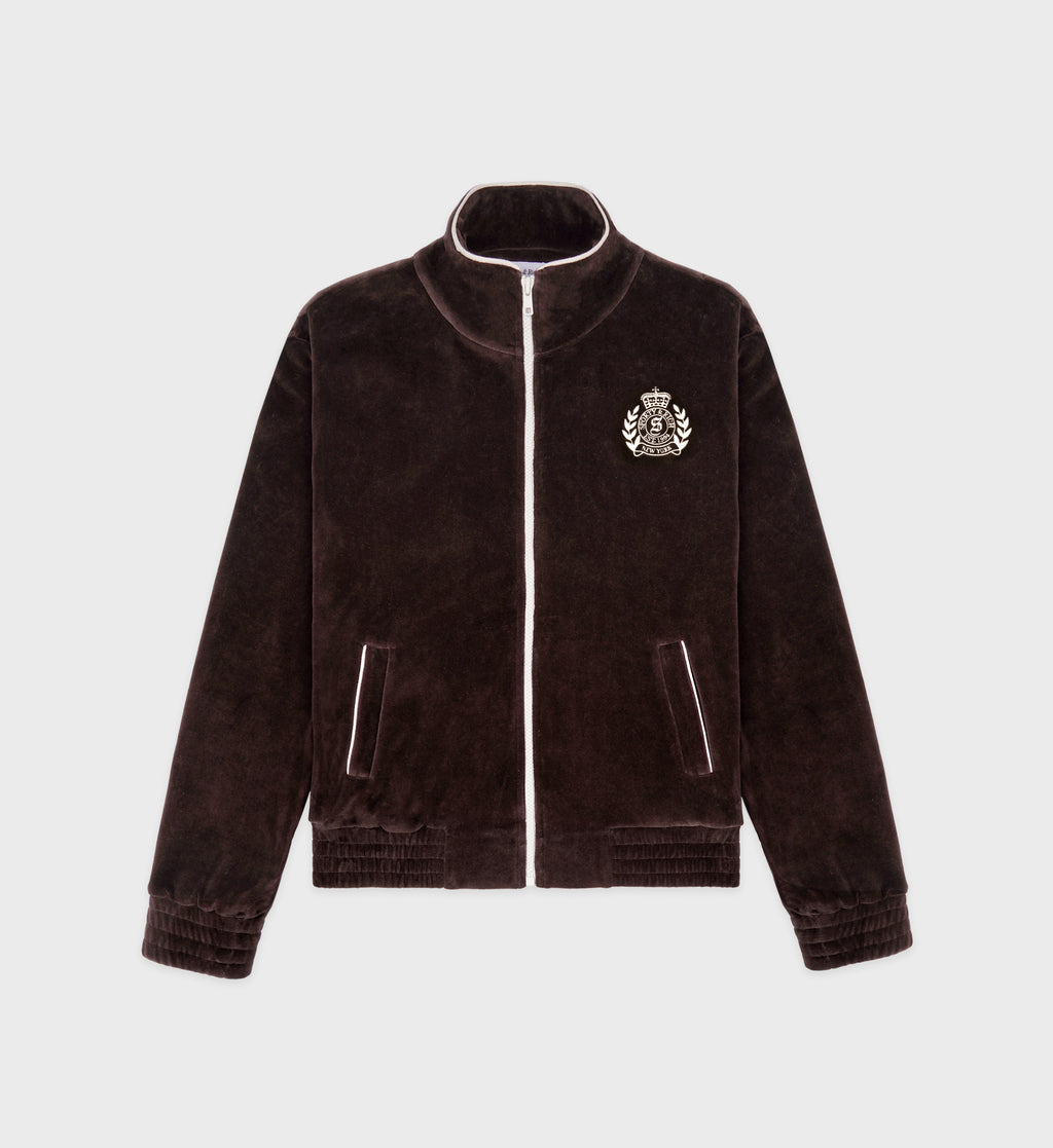 NY Crest Velour Track Jacket - Chocolate/Cream – Sporty & Rich
