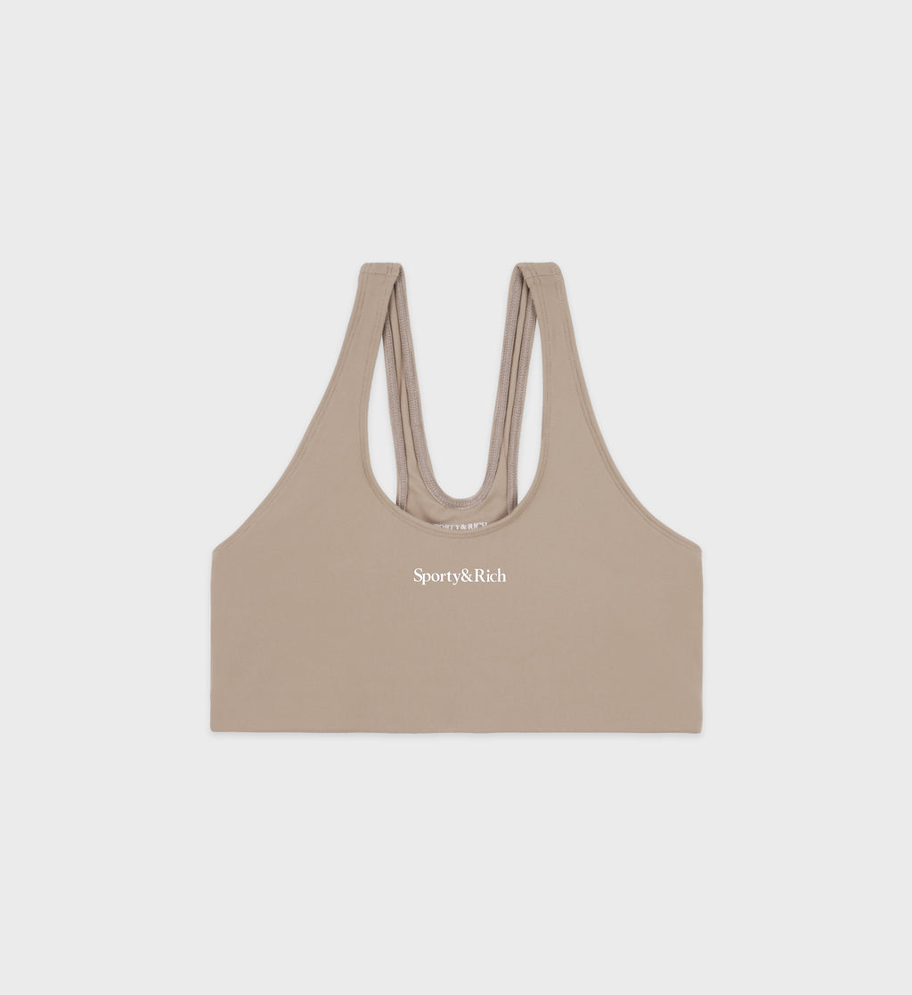 Serif Logo Sport Bra - Elephant/White – Sporty & Rich