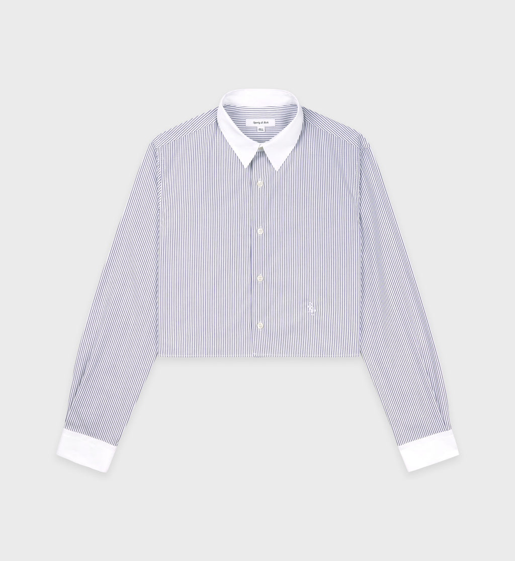 SRC Cropped Shirt - White/Navy – Sporty & Rich