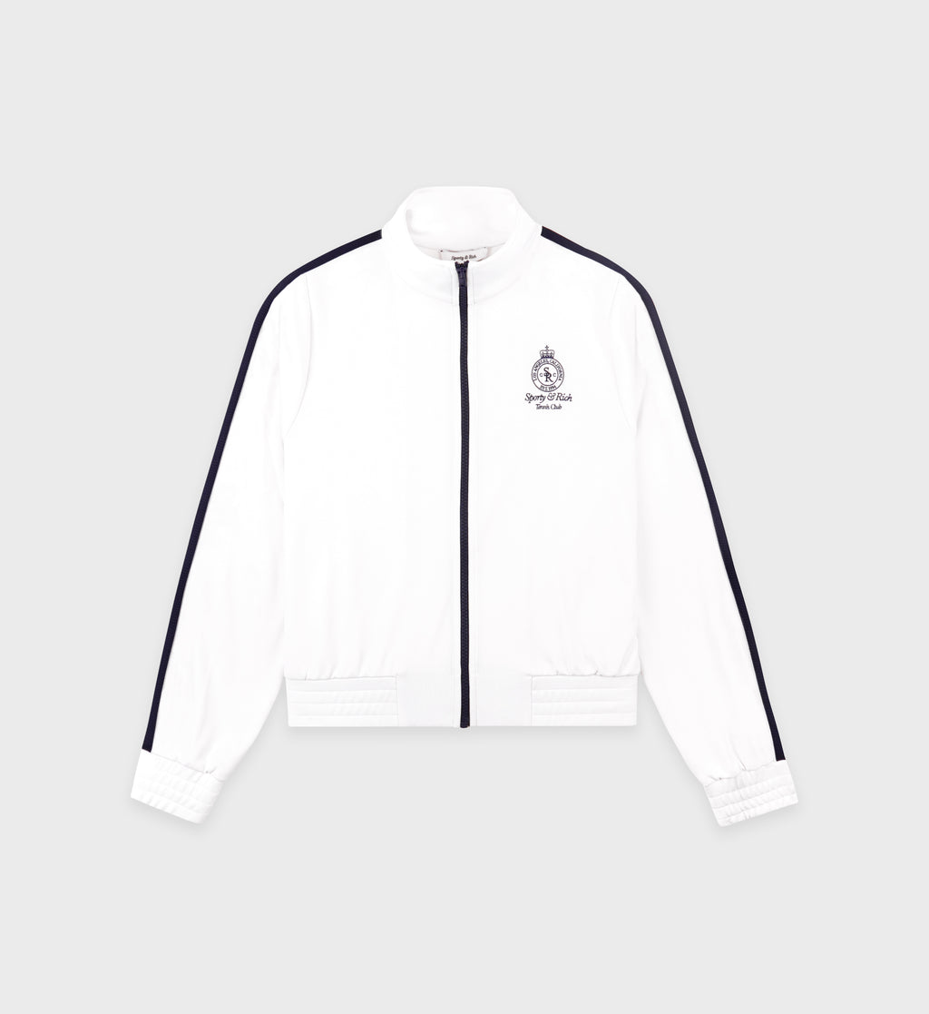 Crown Tennis Track Jacket - White/Navy – Sporty & Rich