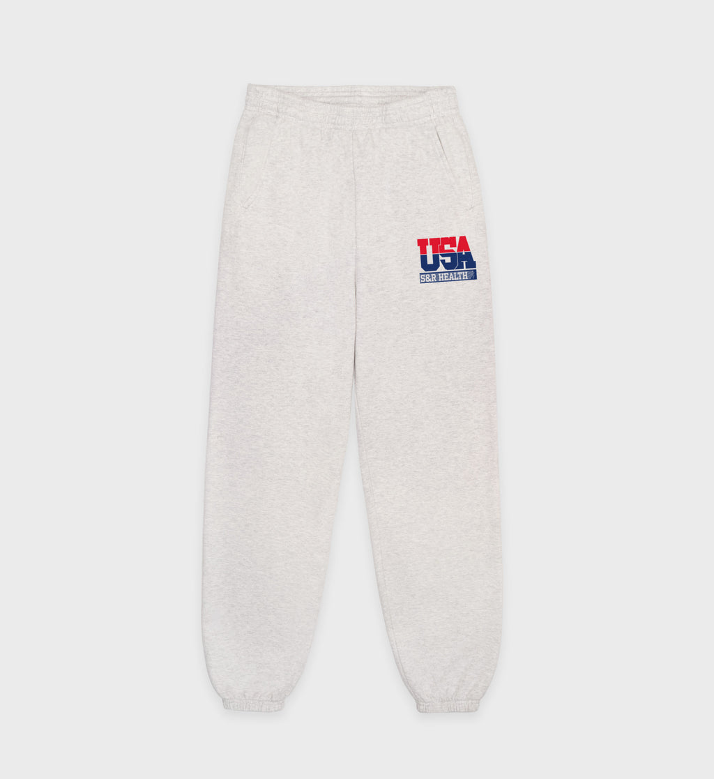 USA Sweatpant - Heather Gray/Navy/Sports Red – Sporty & Rich
