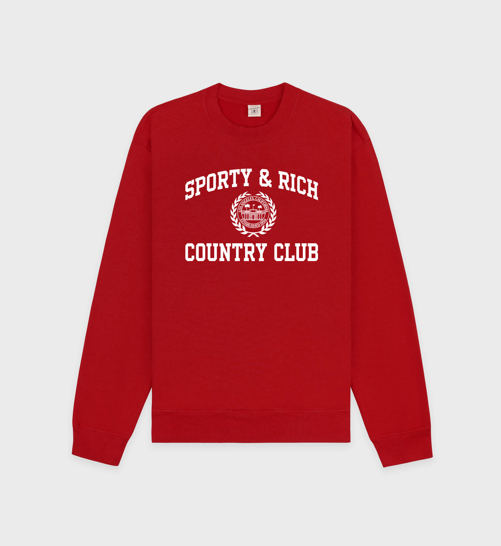 Varsity Crest Crewneck - Ruby/White – Sporty & Rich