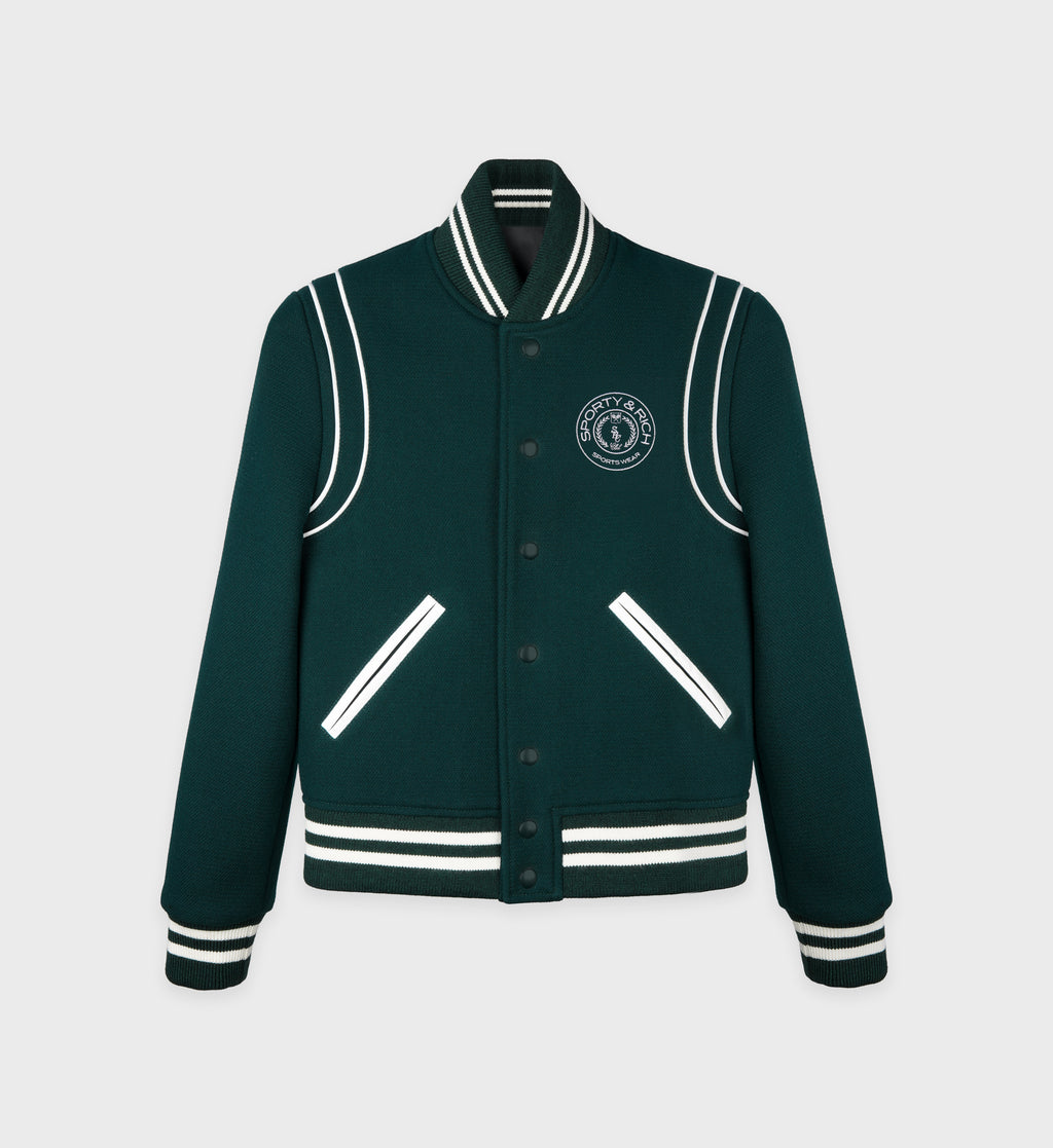 Connecticut Crest Varsity Jacket - Forest – Sporty & Rich